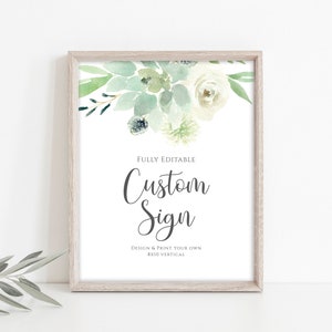 8x10 Custom Sign Editable Succulent Custom Sign Eucalyptus - Etsy