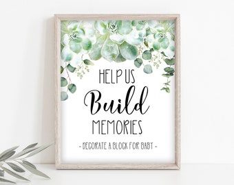 Decorate a Block Sign Help Us Build Memories Baby Shower | Etsy