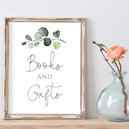 Printable Books and Gifts Sign Minimalist Baby Shower Cards - Etsy
