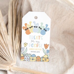 Easter Treats for My Peeps Gift Tag Printable Template, Blue Orange ...