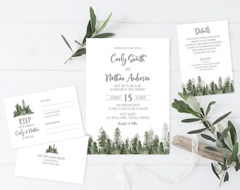 Pine Tree Invitation | Etsy