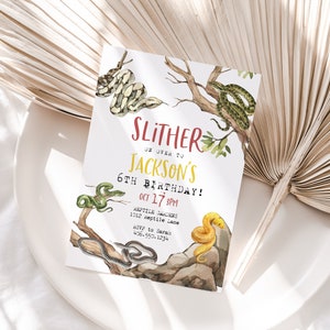 EDITABLE Snake Birthday Invitation Boy, Reptile Birthday Invite ...