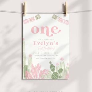 Editable Cactus Fiesta First Birthday Invitation Printable, One ...