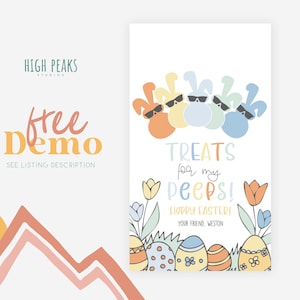 Easter Treats for My Peeps Gift Tag Printable Template, Blue Orange ...