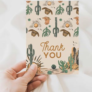 Editable Western Folded Thank You Card Printables, Birthday Thank You ...