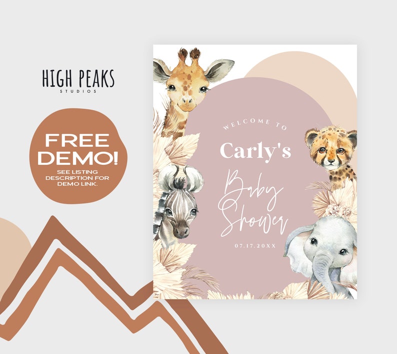 EDITABLE Boho Safari Baby Shower Welcome Sign Neutral Baby - Etsy