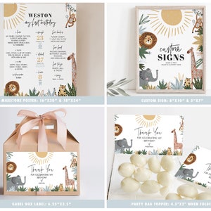 Boho Safari Birthday Invitation Bundle, Boho Jungle Animal Party ...
