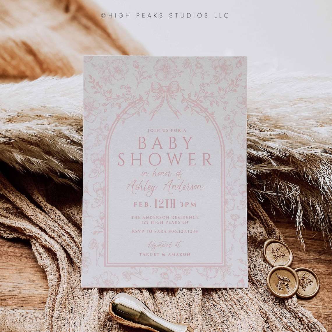 Floral Toile Baby Shower Invitation Template,elegant Chinoiserie ...