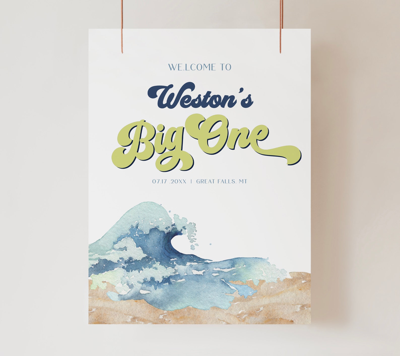 EDITABLE Surf Birthday Welcome Sign the Big One First Birthday - Etsy