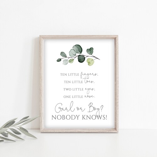 Boy or Girl Sign Printable Ten Little Fingers Ten Little - Etsy