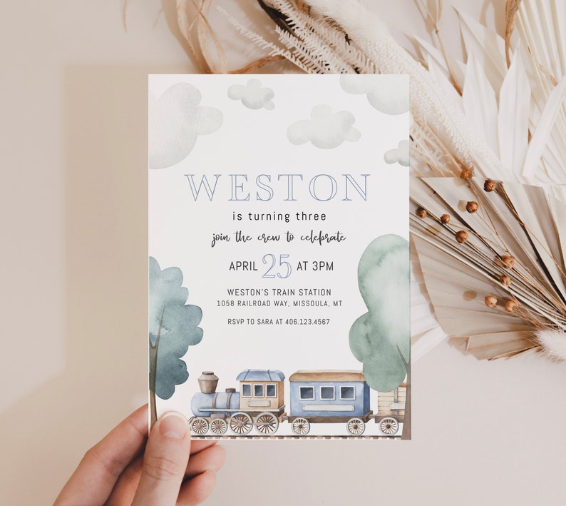 Editable Train Birthday Invitation Transportation Birthday | Etsy