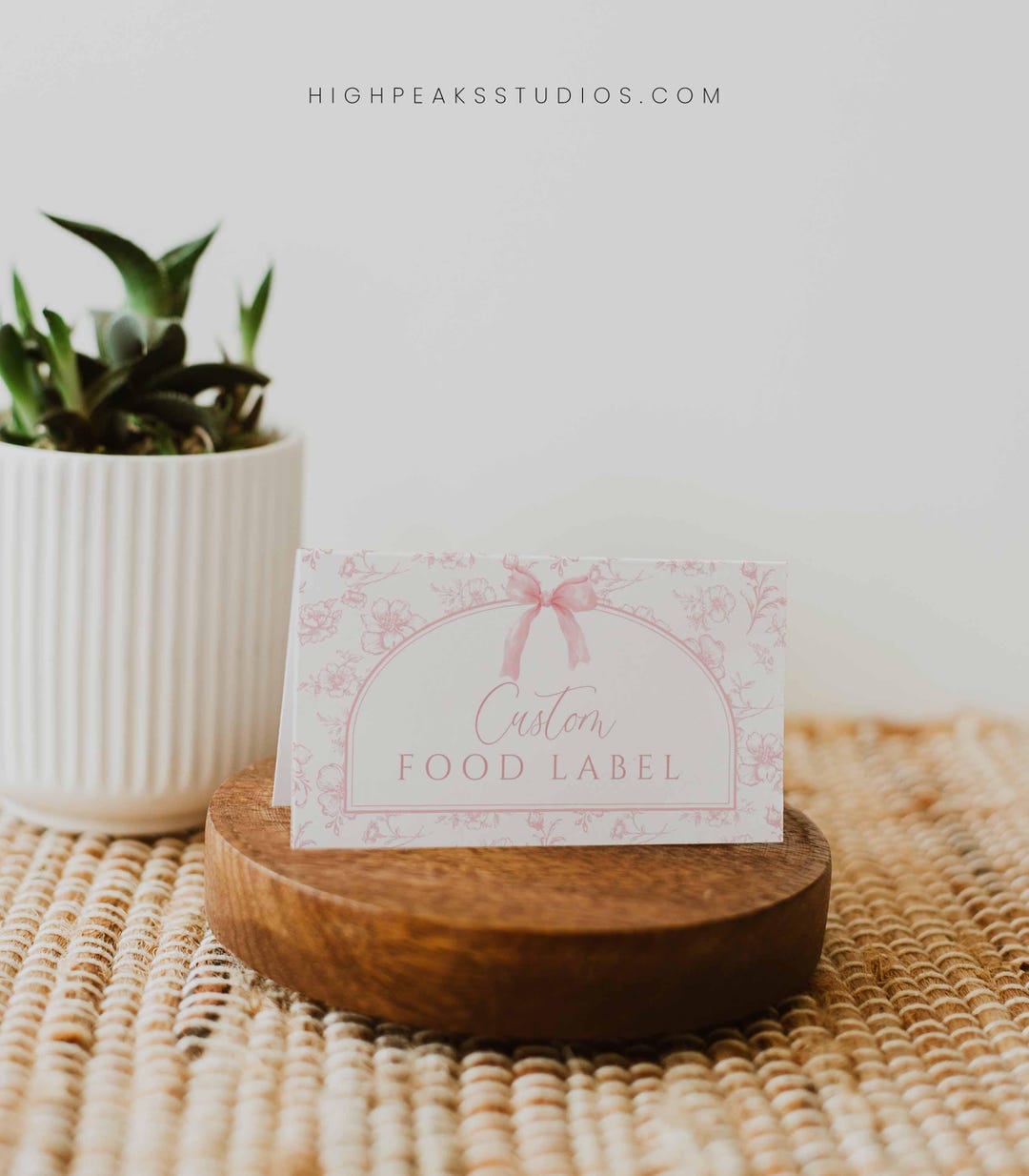 Editable Pink Bow Food Labels Printable, Vintage Pink Bow Floral Toile ...