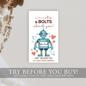Robot Valentine Card Template, Kids Valentine Printable, Classroom ...