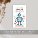 Robot Valentine Card Template, Kids Valentine Printable, Classroom ...