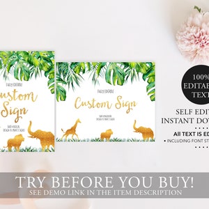8x10 Custom Safari Sign Template Editable Jungle Sign Gold - Etsy