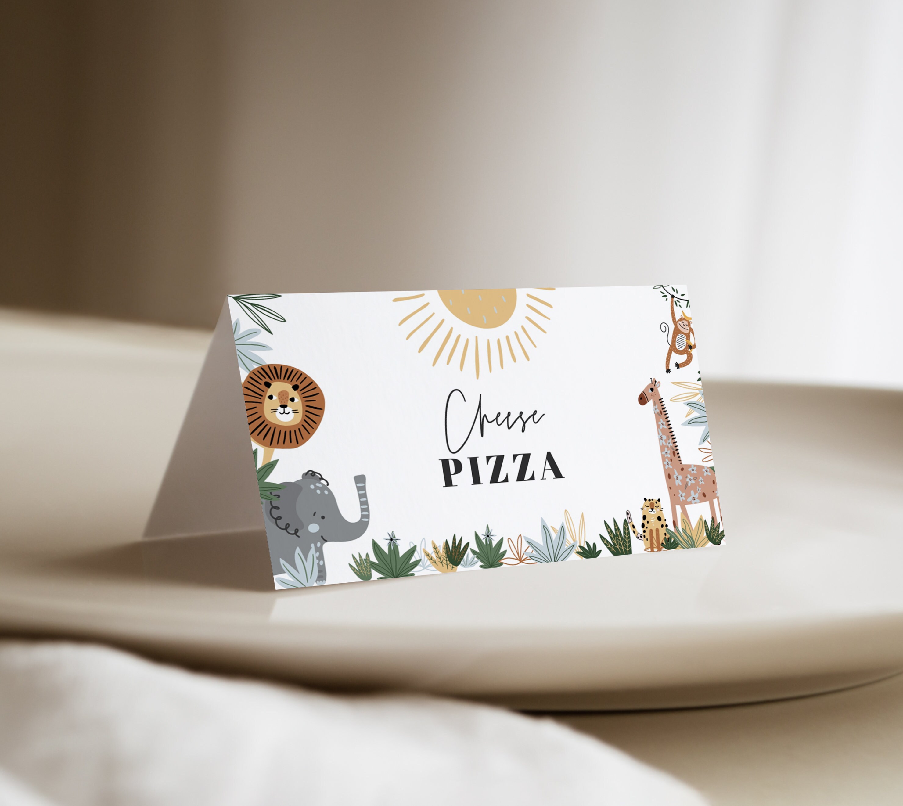 Editable Food Label Tent Card Printables, Boho Safari Place Card ...