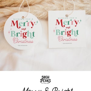 Wishing You a Merry and Bright Christmas Gift Tag Modern Xmas - Etsy