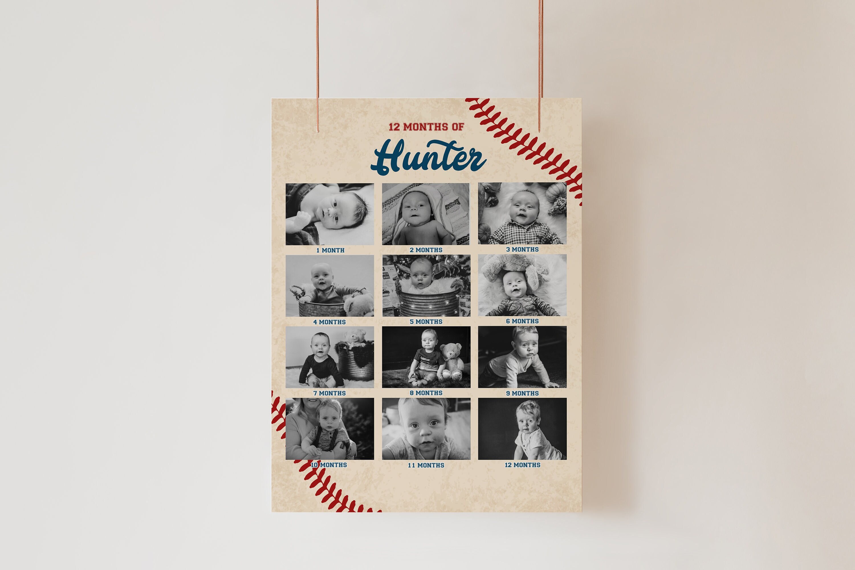 Baseball Monthly Photo Collage Poster Template My First - Etsy