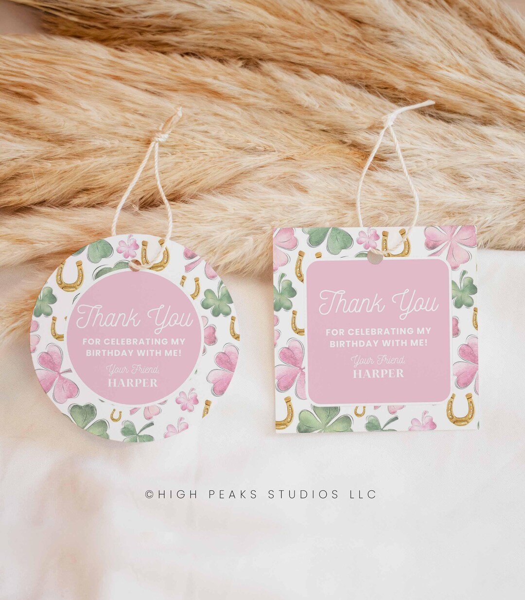 Lucky Charm Birthday Favor Tag or Sticker Printable, Pink Shamrock ...