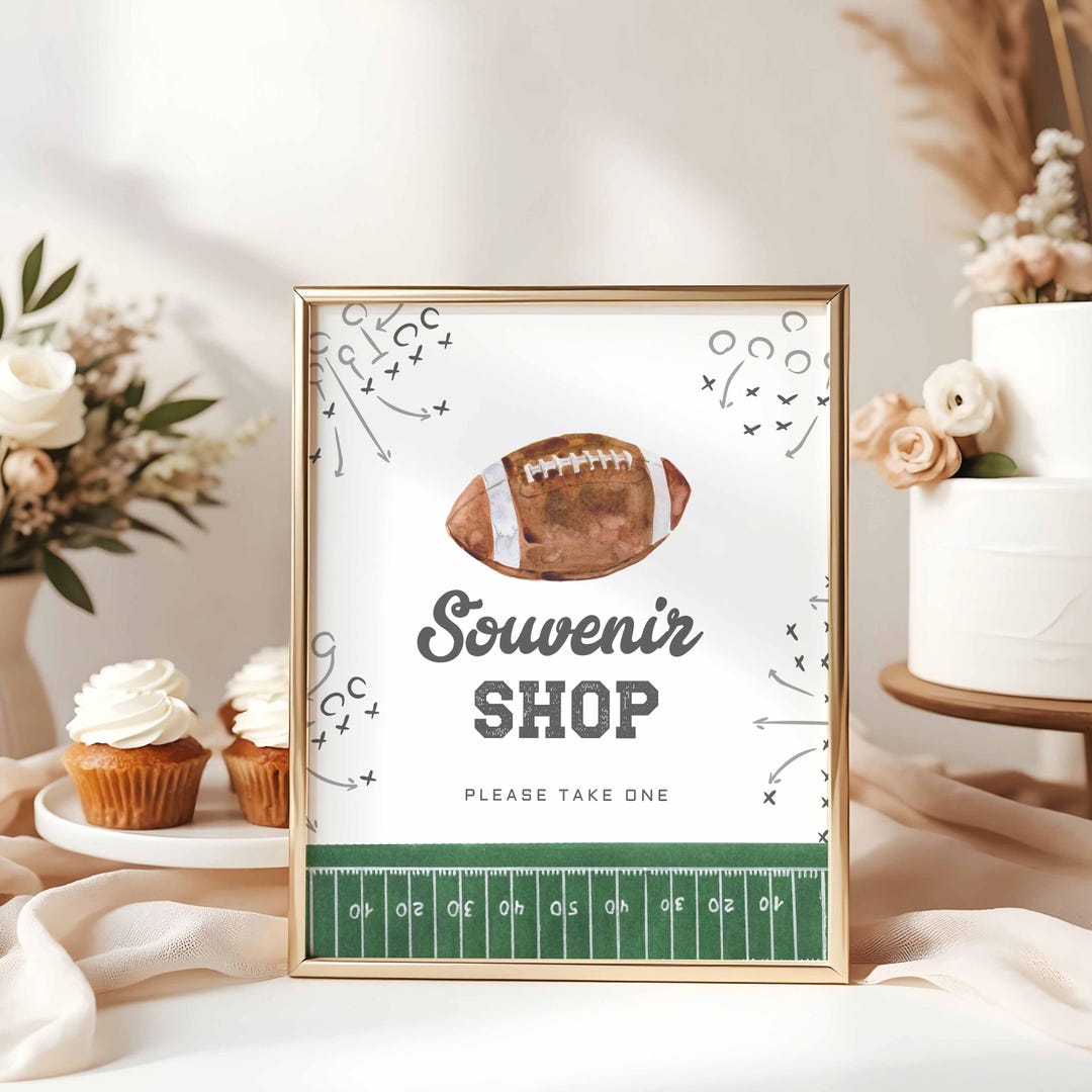 PRINTABLE Football Souvenir Shop Party Sign,favor Table Sign Printable ...