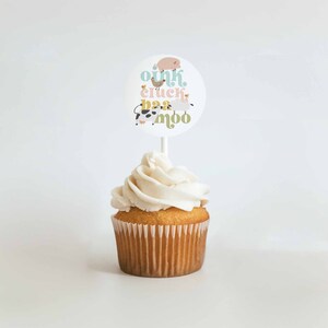 Modern Farm Birthday Cupcake Toppers, Editable Circle and Farm Animal ...