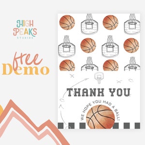 Folded Thank You Card Printable, Basketball Rookie Year Theme, Canva ...