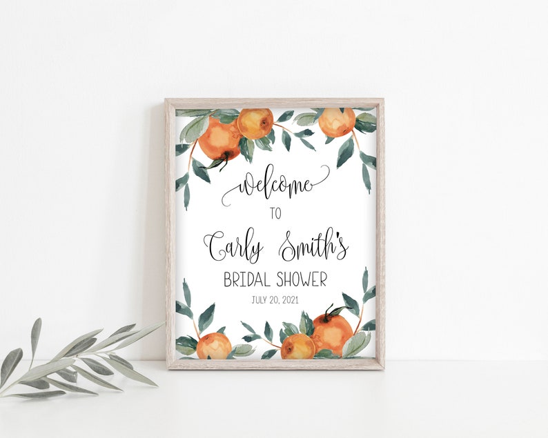 Citrus Bridal Shower Welcome Sign Template Mandarin Orange - Etsy