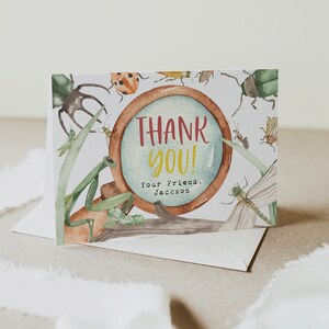 EDITABLE Bug Thank You Card Folded, Insect Birthday Thank You Template ...