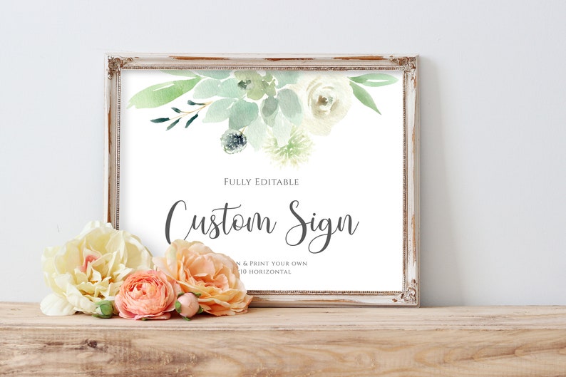 8x10 Custom Sign Editable Succulent Custom Sign Eucalyptus | Etsy