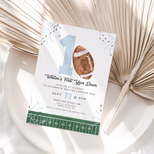 First Year Down Football Birthday Invitation, Game On, Football Invite ...