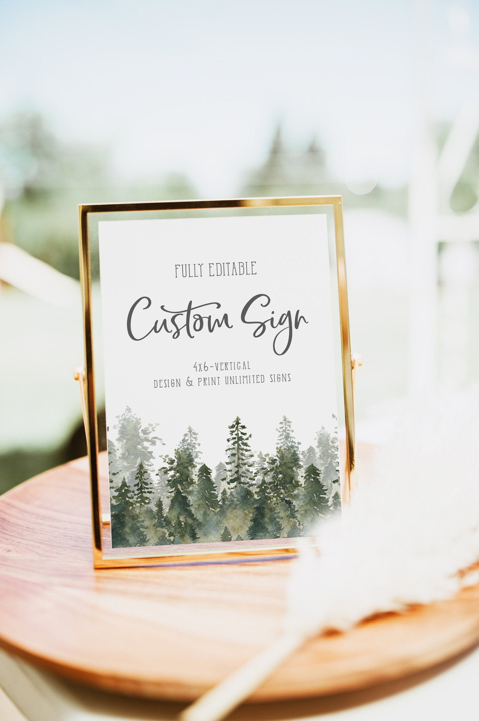 4x6 Custom Sign Template Rustic Pine Tree Sign Woodland | Etsy