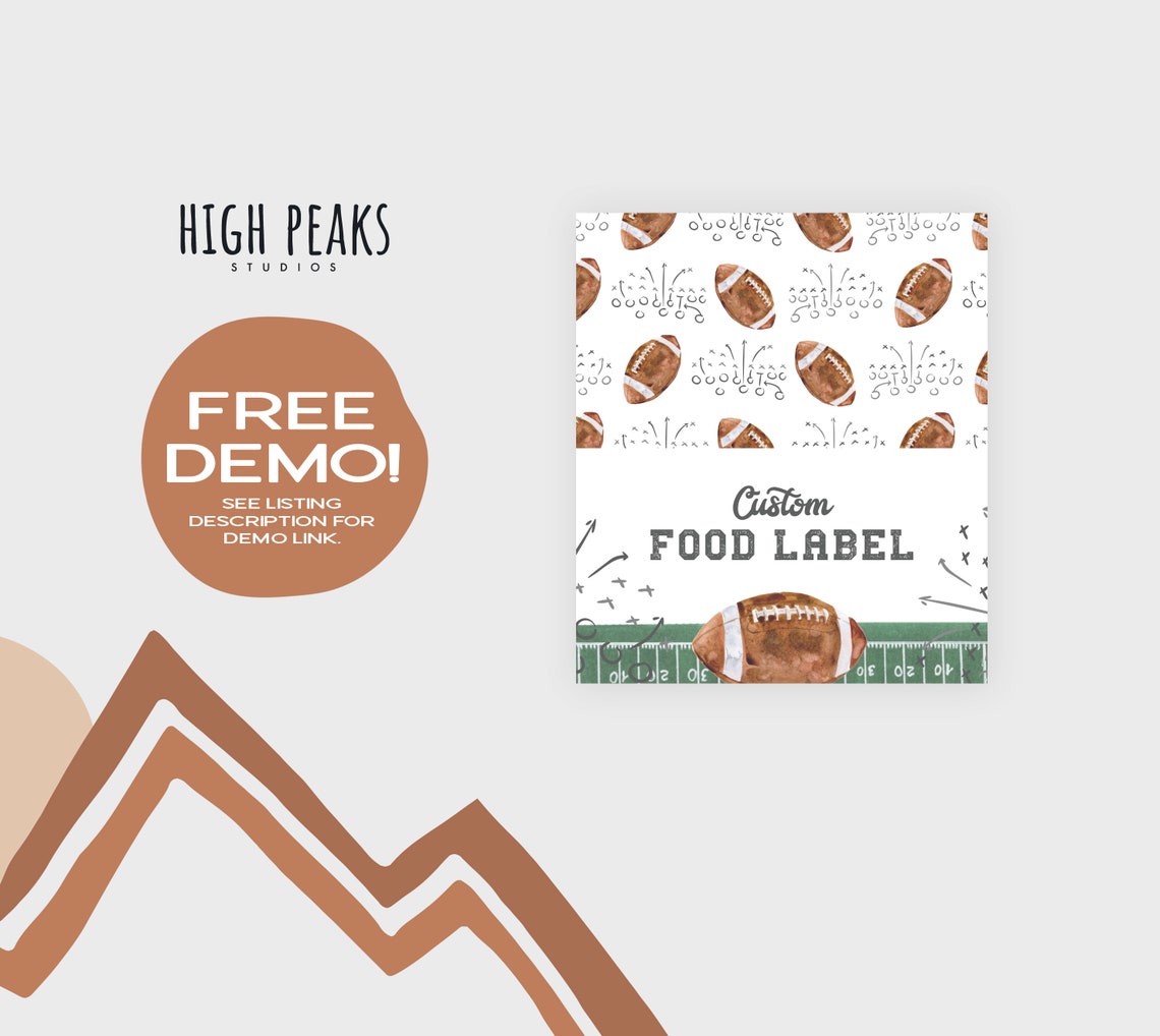 Editable Food Tent Templateflat Food Label Cardfootball - Etsy