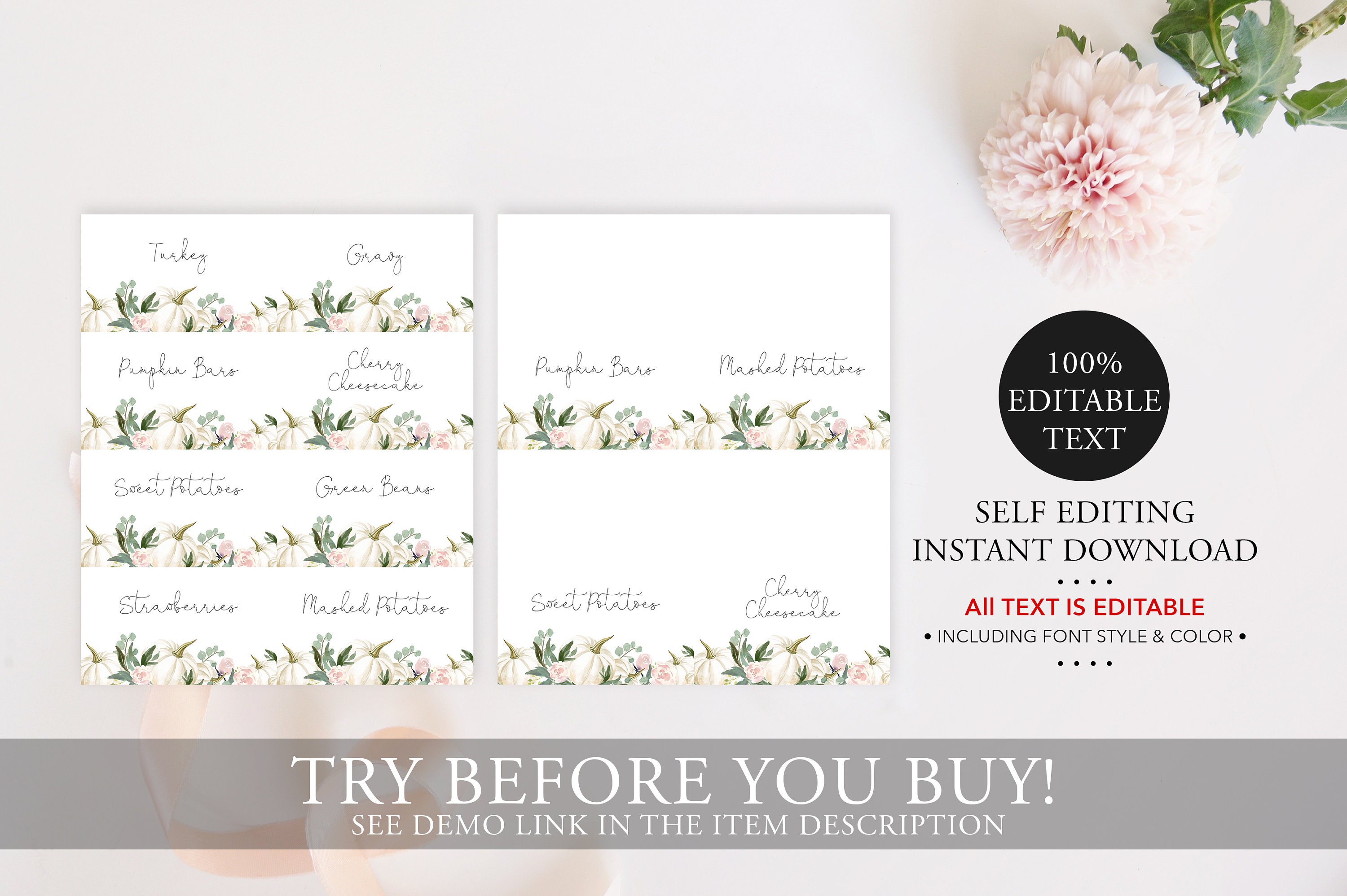 Food Tent Template Buffet Dish Label Cards Editable Place | Etsy