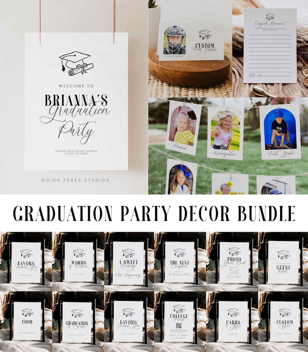 Graduation Party Sign Decor Bundle,modern Minimalist Graduate Party ...