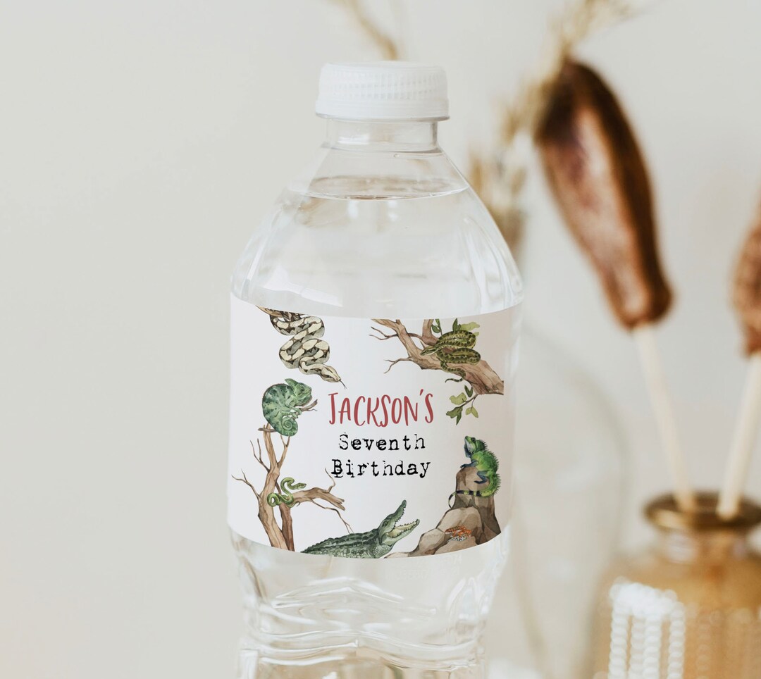 EDITABLE Water Bottle Label,reptile Birthday Boy Party Decor,snake ...