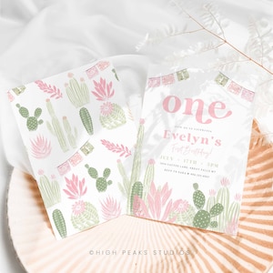 Editable Cactus Fiesta First Birthday Invitation Printable, One ...