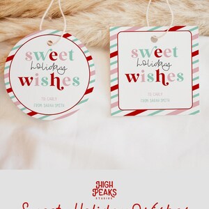 Printable Sweet Holiday Wishes Gift Tag, Christmas Treats Favor Bag Tag ...