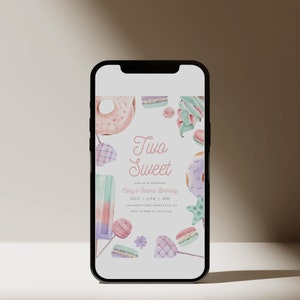 Pastel Two Sweet Birthday Party Invitation Printable Template, Print or ...