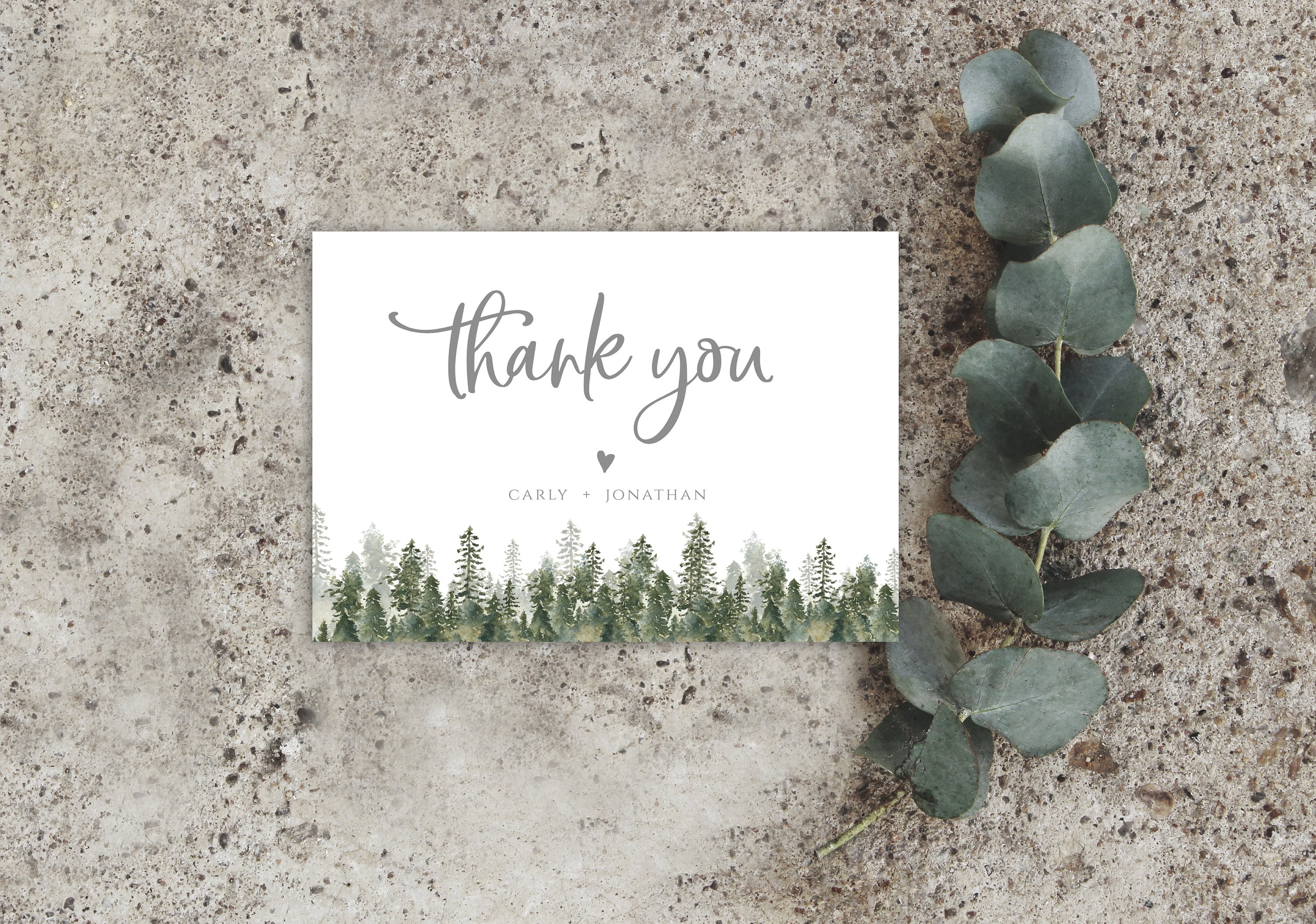 EDITABLE Pine Tree Thank You Card Template Printable Folded | Etsy