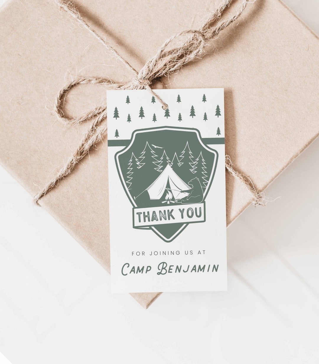 Editable Happy Camper Favor Tag Template, Camp Thank You Sticker ...