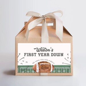 Football Gable Box Label, Football First Year Down Birthday Favor Treat ...