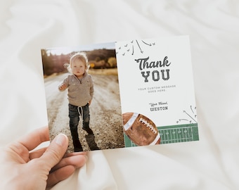 Folded Thank You Card Printable,football Birthday Thank You Card,sports ...