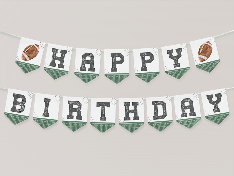 Happy Birthday Banner Printable Football Birthday Pennant - Etsy