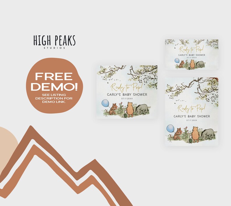 Editable Mini Champagne Bottle Label Classic Winnie the Pooh - Etsy