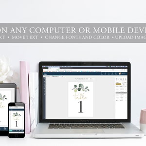 Table Number Sign Printable, Wedding Table Numbers, Eucalyptus Wedding ...