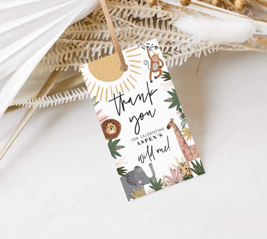 Boho Safari Favor Tag, Jungle Birthday Boy Thank You Favor Tag,bohemian ...