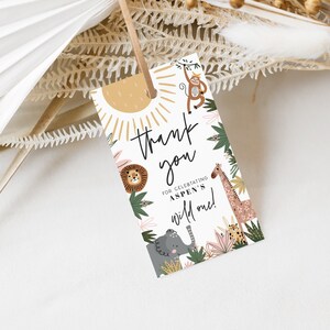 Boho Safari Favor Tag, Jungle Birthday Boy Thank You Favor Tag,bohemian ...