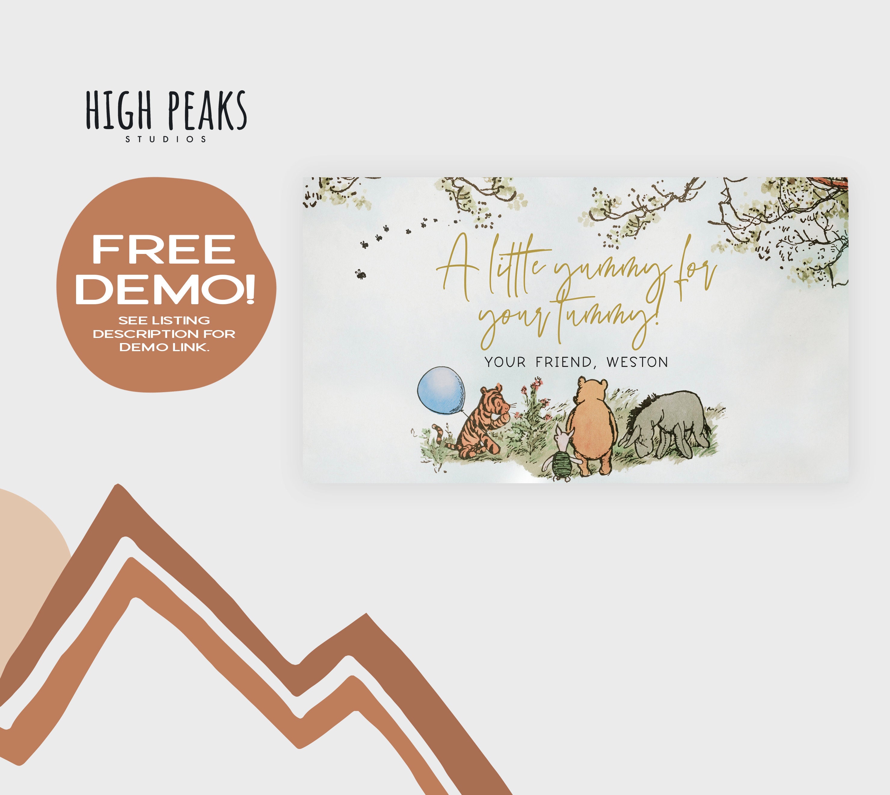 EDITABLE Gable Box Label Printable Classic Winnie the Pooh Birthday ...