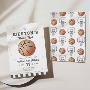 Basketball Birthday Invitation Printable, Rookie Year Invite, Game On ...