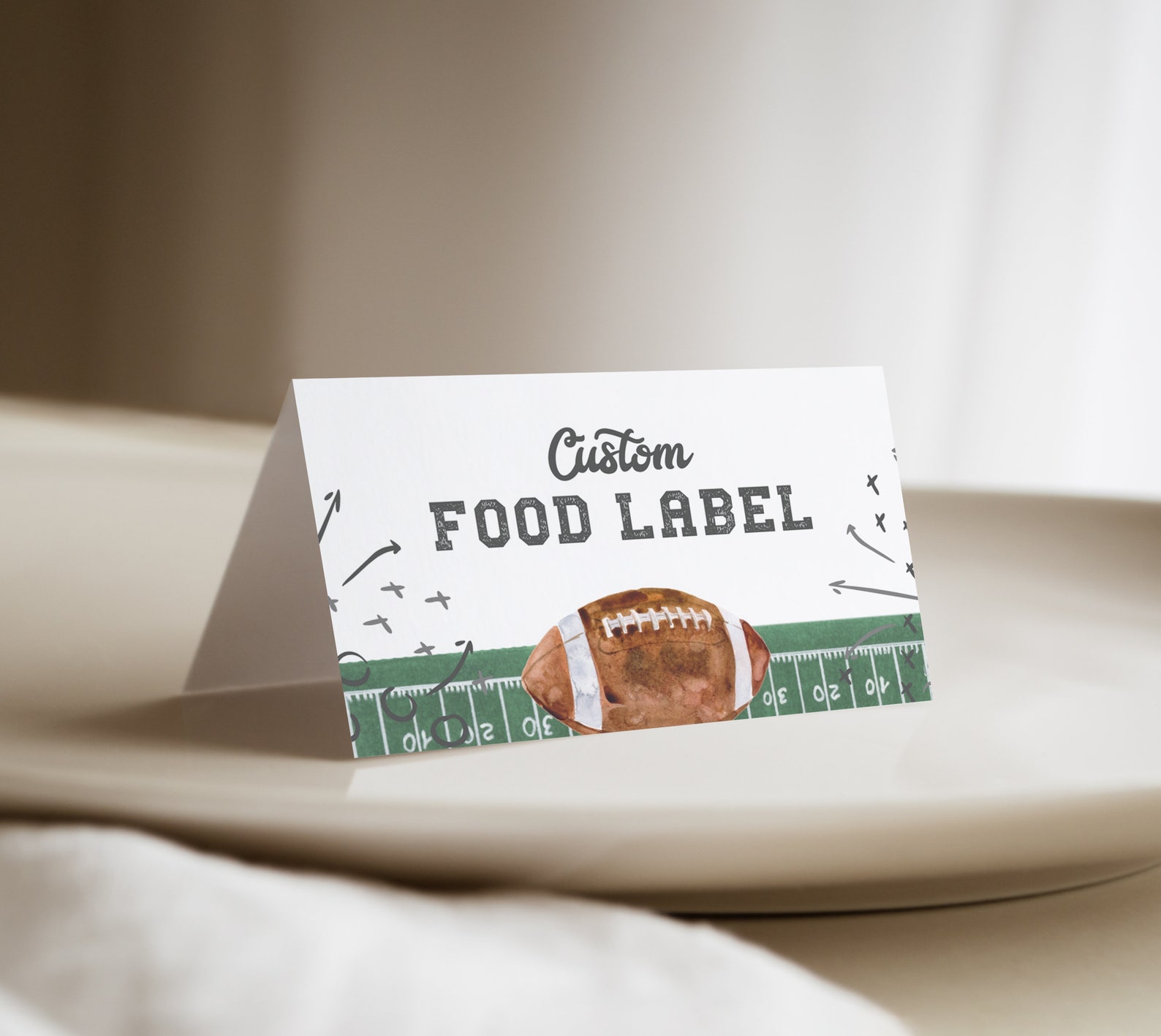 Editable Food Tent Templateflat Food Label Cardfootball - Etsy